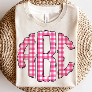 Pink Gingham Mega Doodle Letter Bundle, Alphabet Set, Clip Art Letters ...