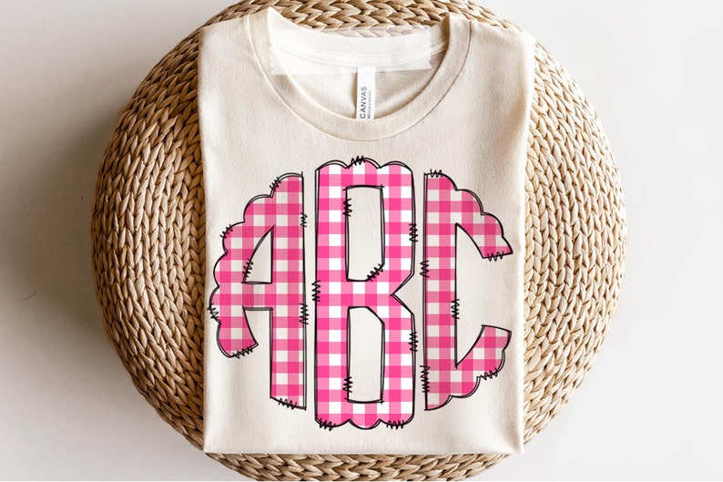 Pink Gingham Mega Doodle Letter Bundle, Alphabet Set, Clip Art Letters ...