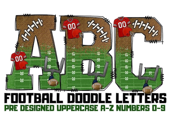 Football Alphabet Letters PNG Bundle Grid Iron Sports Doodle - Etsy
