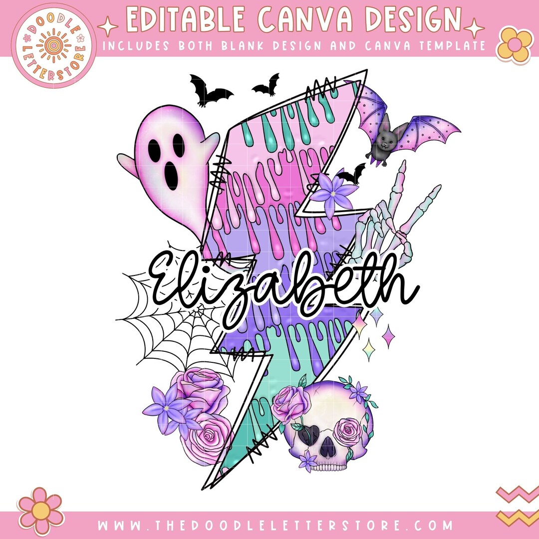 EDITABLE Halloween Doodle Letter, CANVA TEMPLATE, Make Your Own Name ...