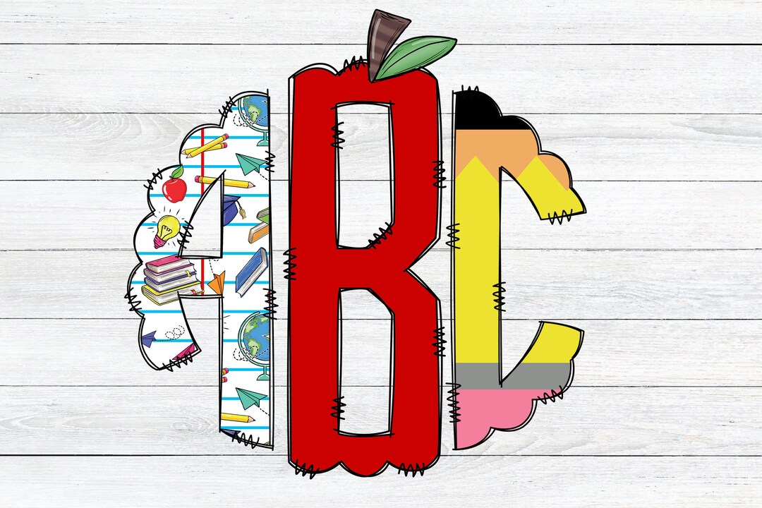 Teacher Doodle Letters, Back to School, Apple Back to School Hand Drawn ...