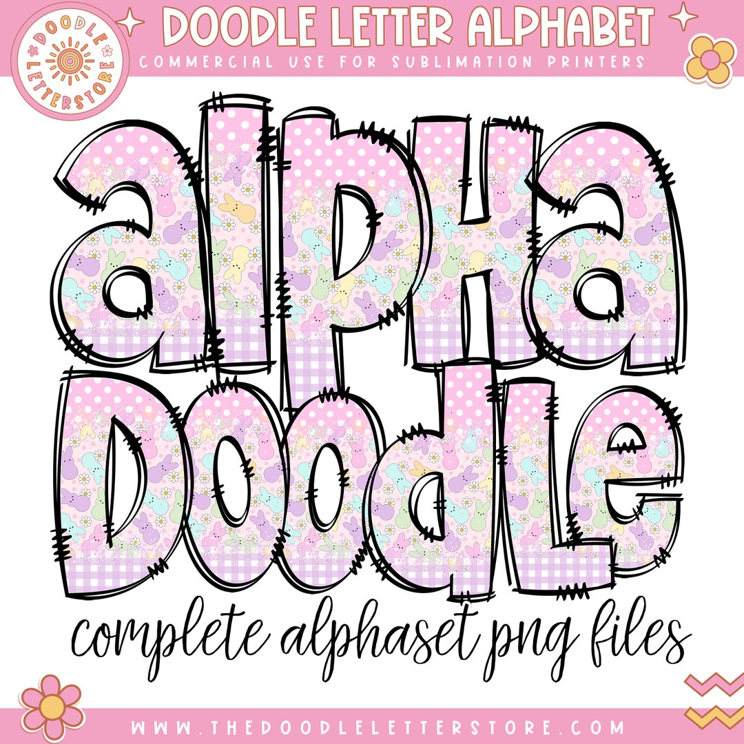 EASTER Peeps Bunny Rabbit Spring Alphabet Doodle Letters Alphabet ...