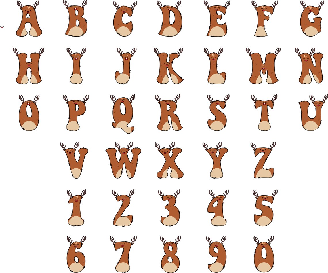 Christmas Doodle Letters and Numbers Uppercase Alphabet Set - Etsy