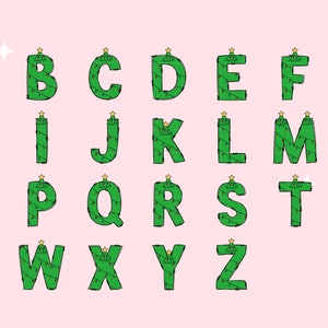 Christmas Clip Art & Doodle Letters and Numbers, Uppercase Alphabet Set ...
