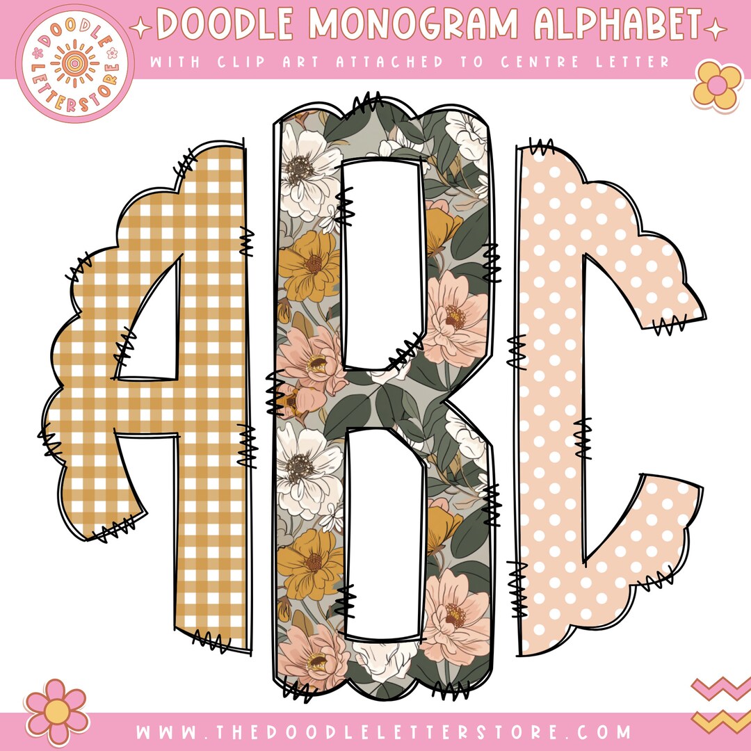 Boho Floral Monogram Full Alphabet Individual Saved Monogram Letters ...