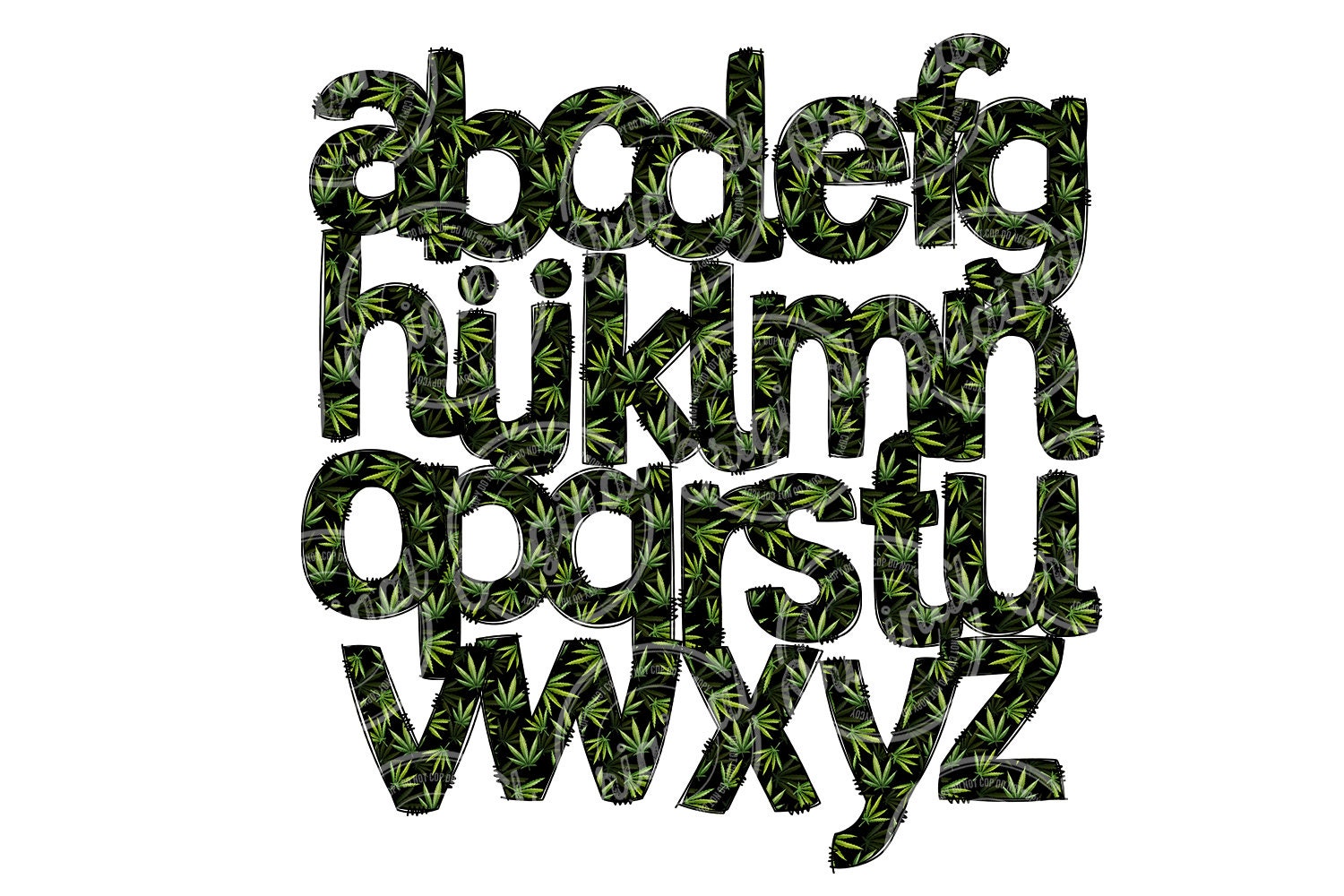 Weed Seamless Add Your Own Text Full Doodle Letter Set With - Etsy