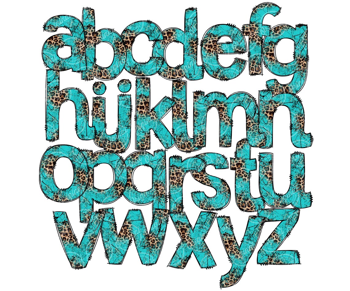 Leopard Turquoise Print Alphabet Letters Bundle, Cheetah Bleach Western ...