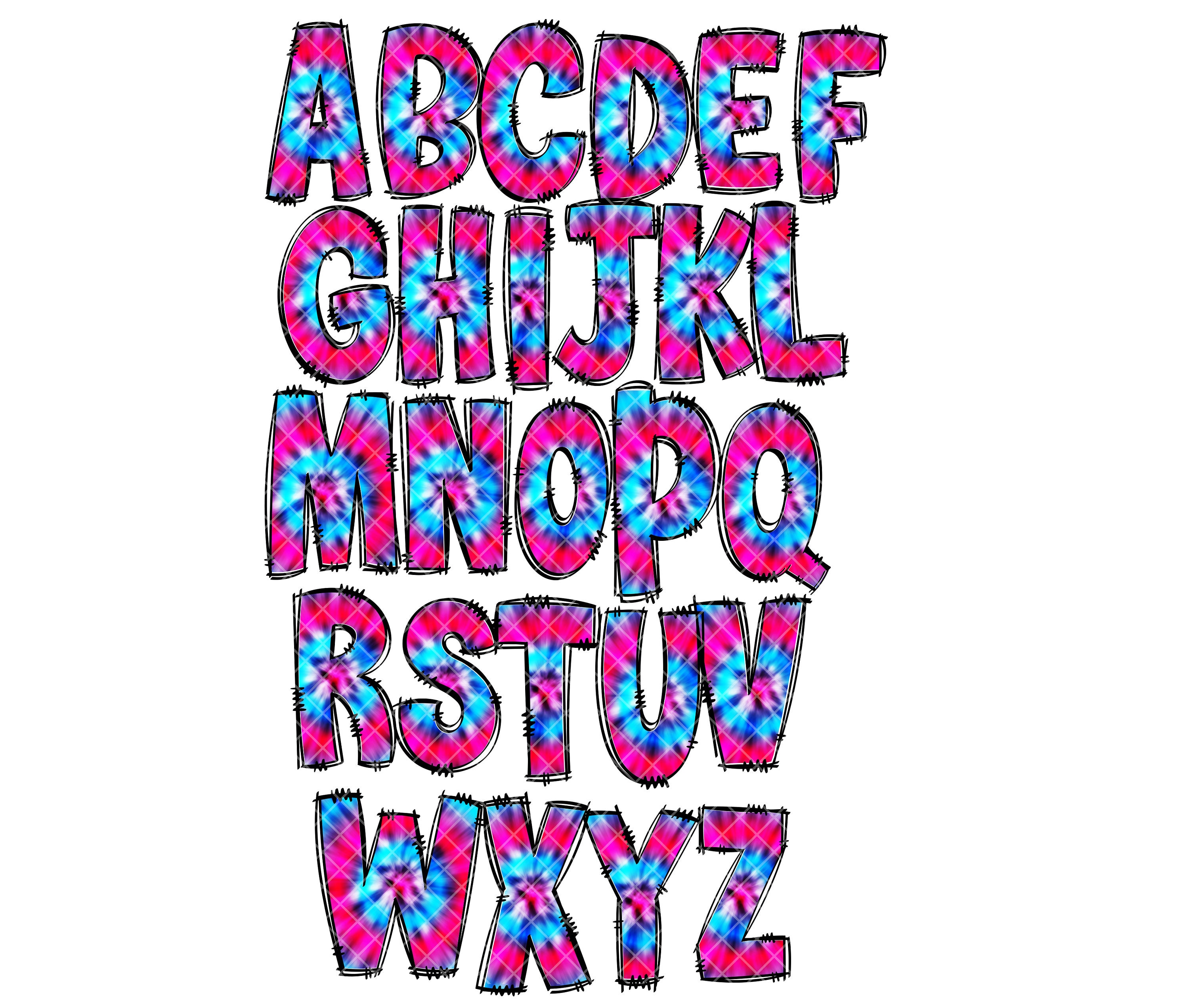 Tie Dye Alphabet Letters PNG Bundle Rainbow Doodle Letters - Etsy Australia