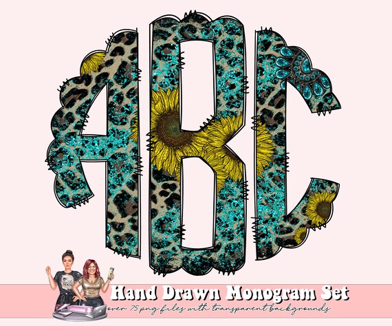Sunflower Western Monogram Alphabet Individual Saved Monogram - Etsy
