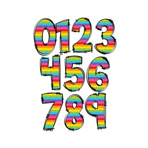 Rainbow Stripes Doodle Letters, Hand Drawn Doodle Alpha Bundle ...