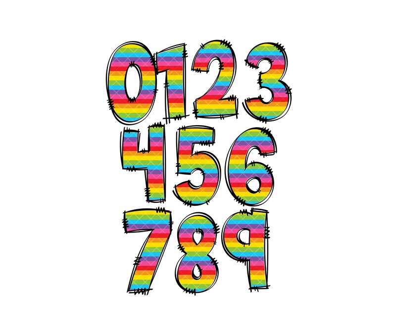 Rainbow Stripes Doodle Letters, Hand Drawn Doodle Alpha Bundle ...