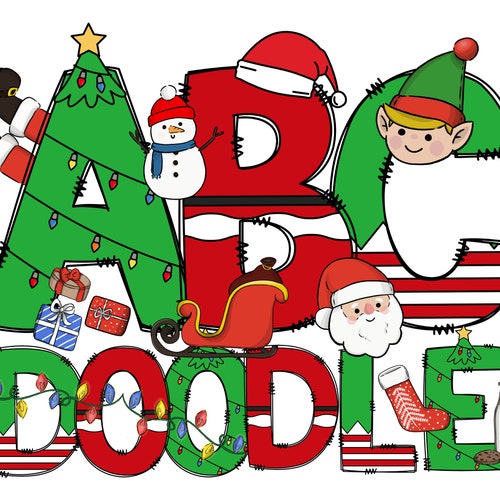 Christmas Doodle Letters and Numbers Uppercase Alphabet Set - Etsy