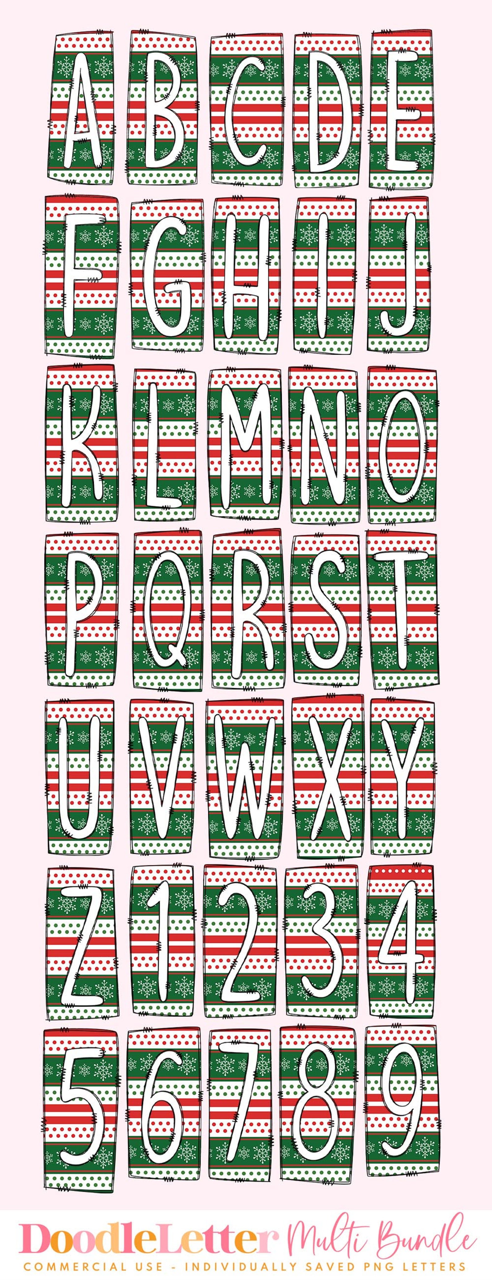 Ugly Christmas Sweater 2 Mega Doodle Letter Bundle, Alphabet Set, Clip ...