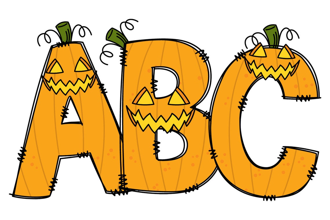 Halloween Doodle Letters Spooky Sublimation Font Witch - Etsy