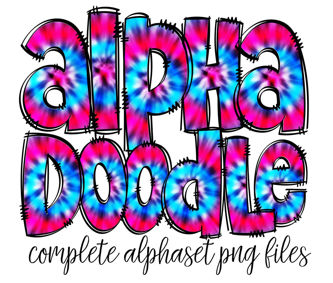 Tie Dye Alphabet Letters PNG Bundle, Rainbow Doodle Letters, Hand Drawn ...