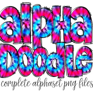 Tie Dye Alphabet Letters PNG Bundle, Rainbow Doodle Letters, Hand Drawn ...