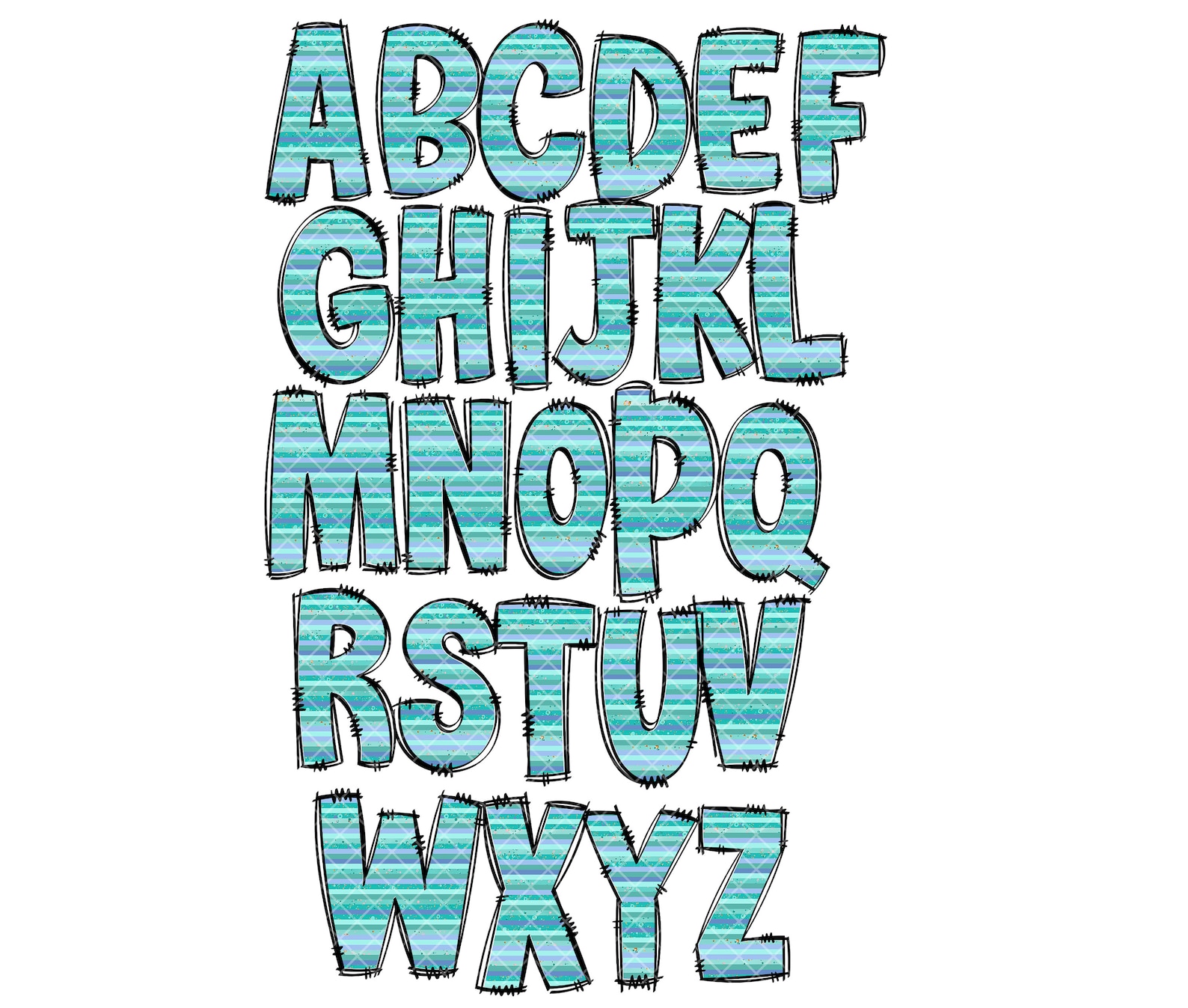 Blue Stripes Alphabet Letters PNG Bundle, Summer Mothers Day Flower ...