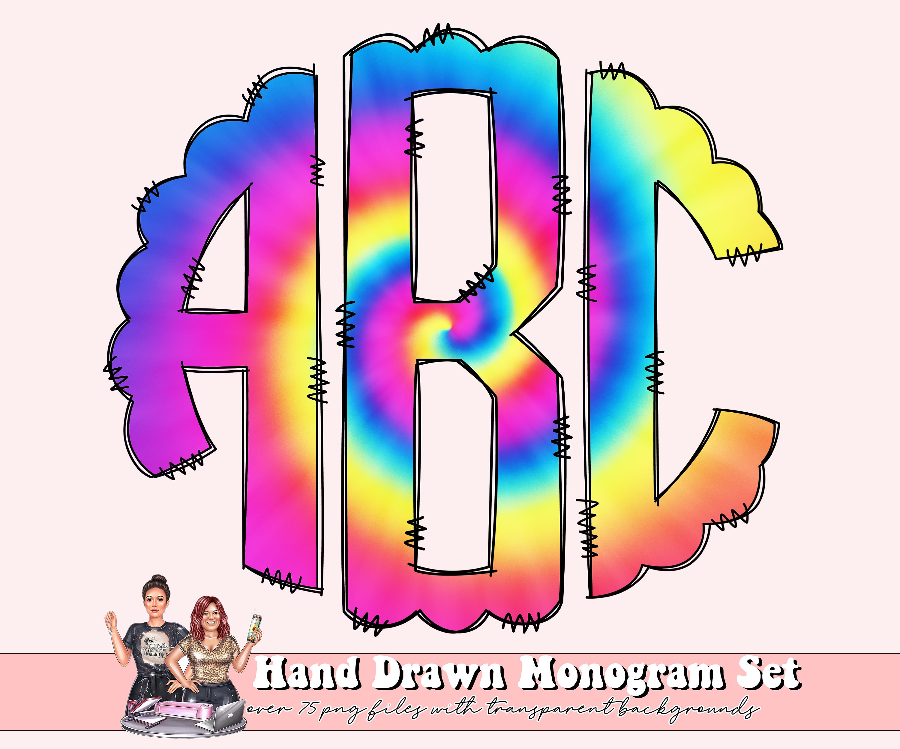 Tie Dye Monogram Full Alphabet Individually Saved Monogram - Etsy