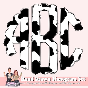 Cow Print Monogram Full Alphabet Individually Saved Monogram - Etsy