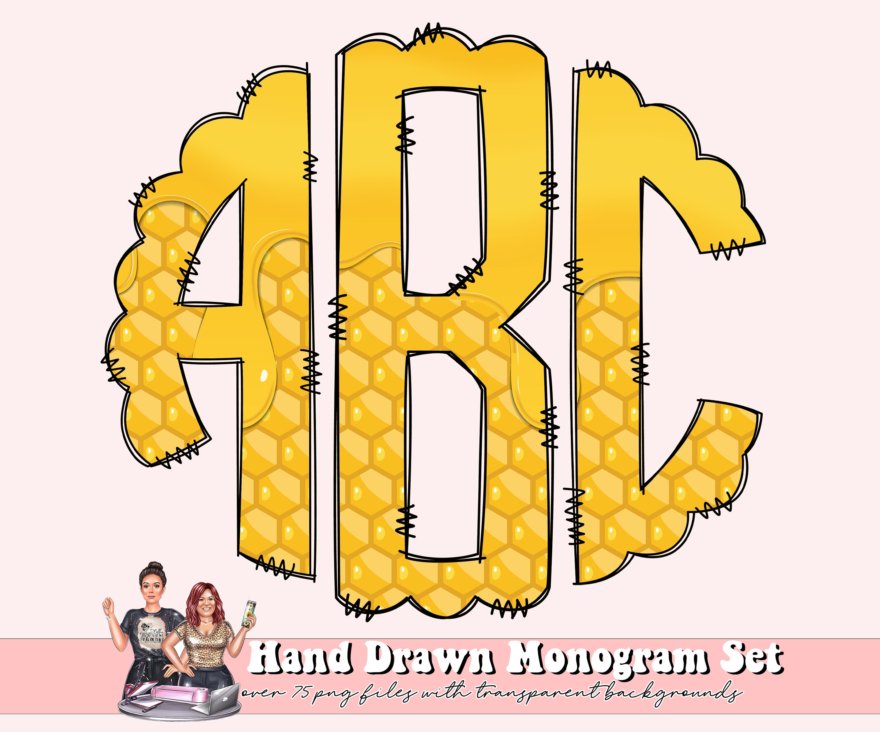Honeycomb Monogram Full Alphabet Individually Saved Monogram - Etsy