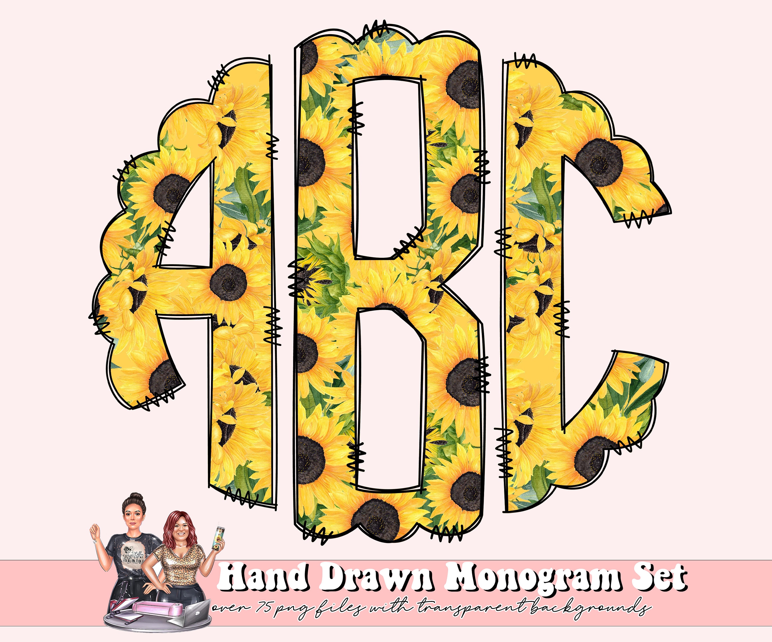 Sunflower Monogram Full Alphabet Individually Saved Monogram Letters ...