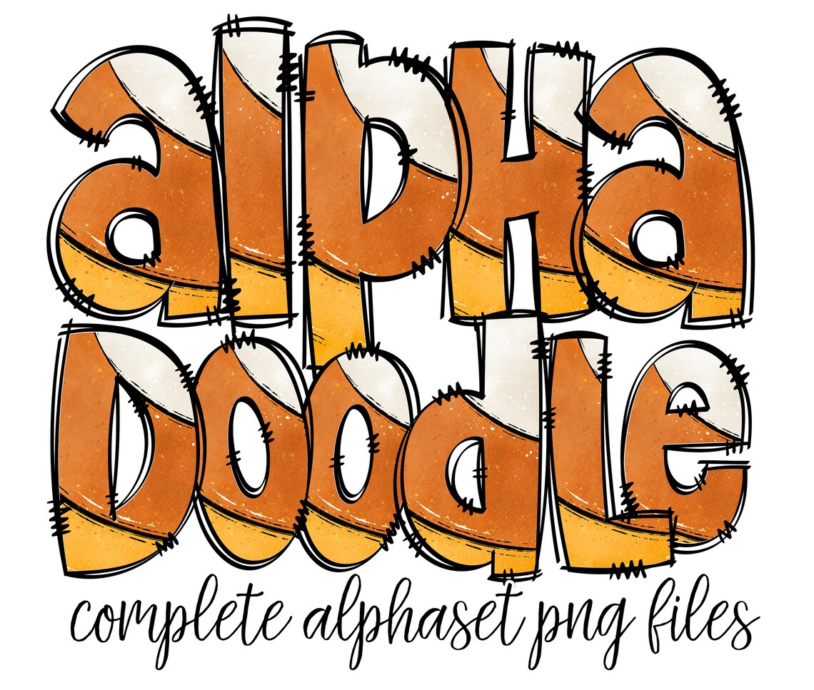 Candy Corn Halloween Doodle Letters, Hand Drawn Doodle Alpha Bundle ...