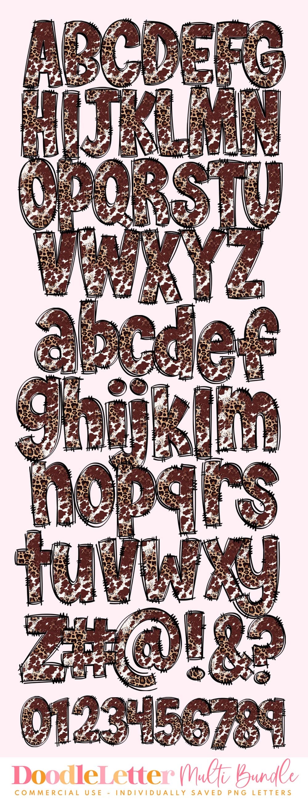Cowhide Leopard Mega Doodle Letter Bundle, Alphabet Set, Clip Art ...