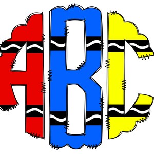 Crayon Back to School Monogram Letters, Teacher Sublimation PNG Hand ...