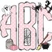 Pink Halloween Monogram Letters With Clip Art PNG, Fall Autumn Clipart ...