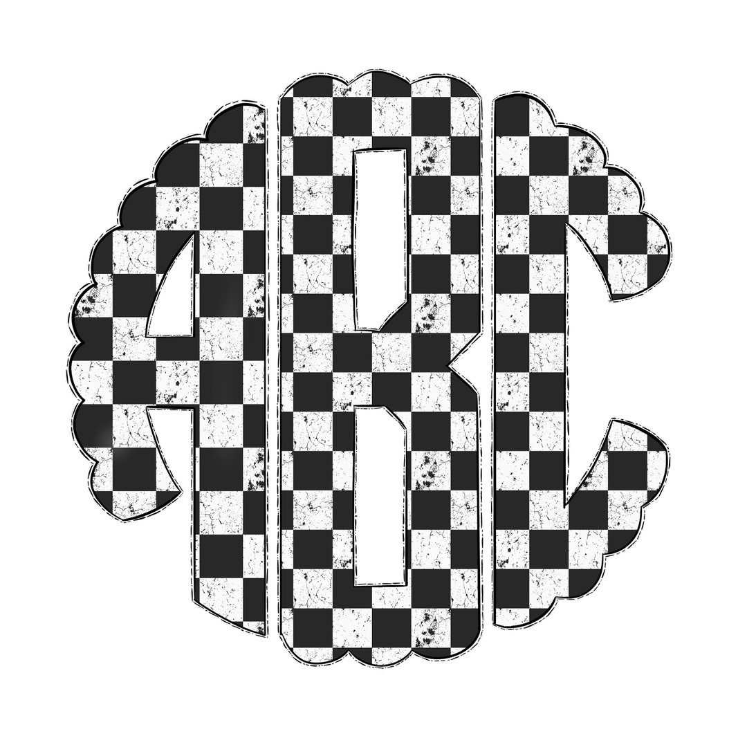 Retro Check Doodle MONOGRAM Alphabet Letters,distressed Race Flag ...
