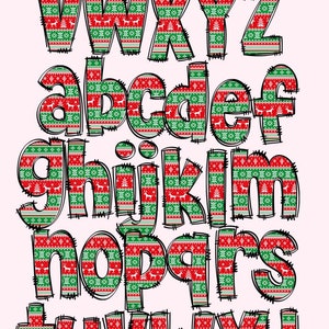 Ugly Christmas Sweater Mega Doodle Letter Bundle, Alphabet Set, Clip ...