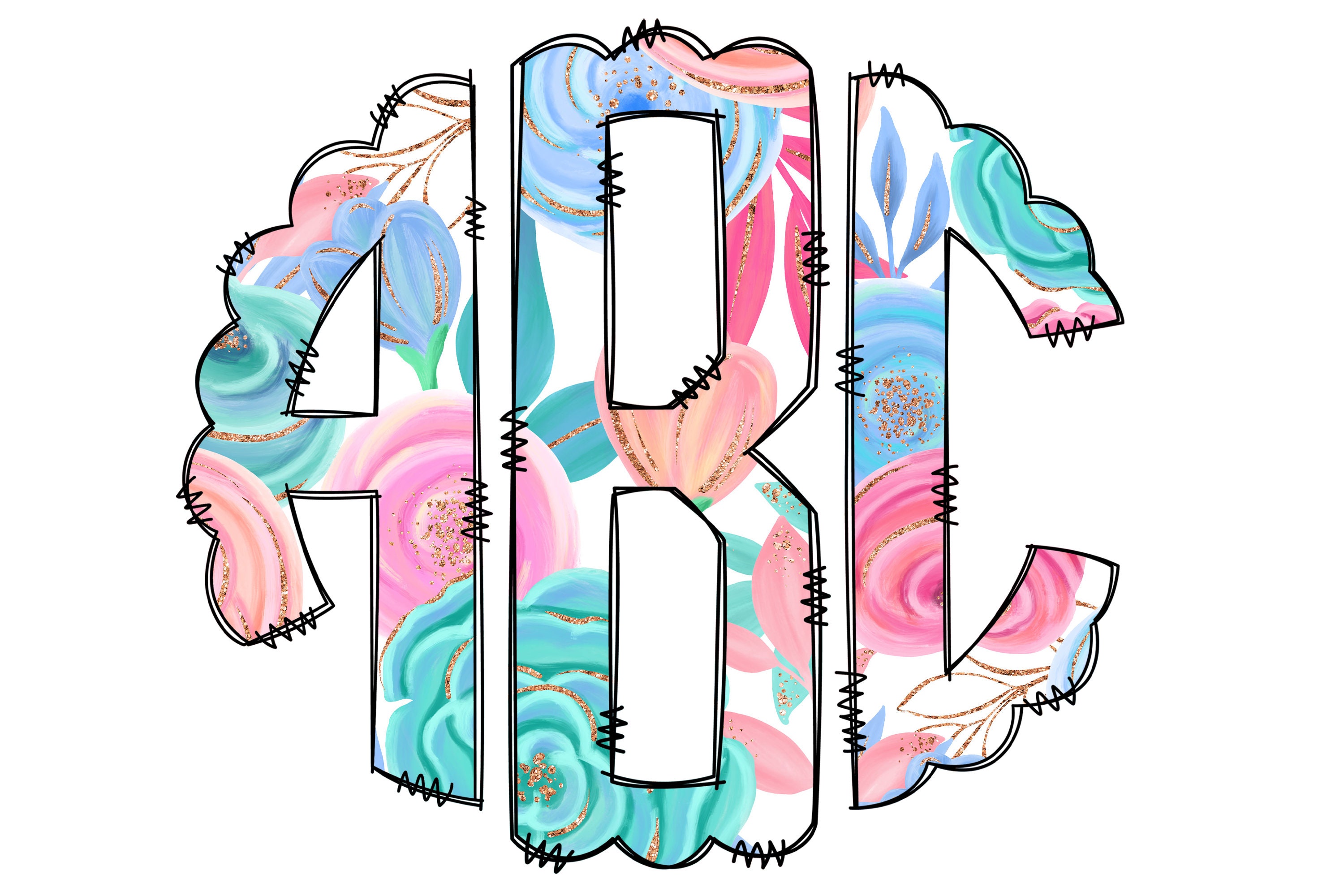 Floral Pink Monogram PNG File Sublimation Monogram Monogram - Etsy