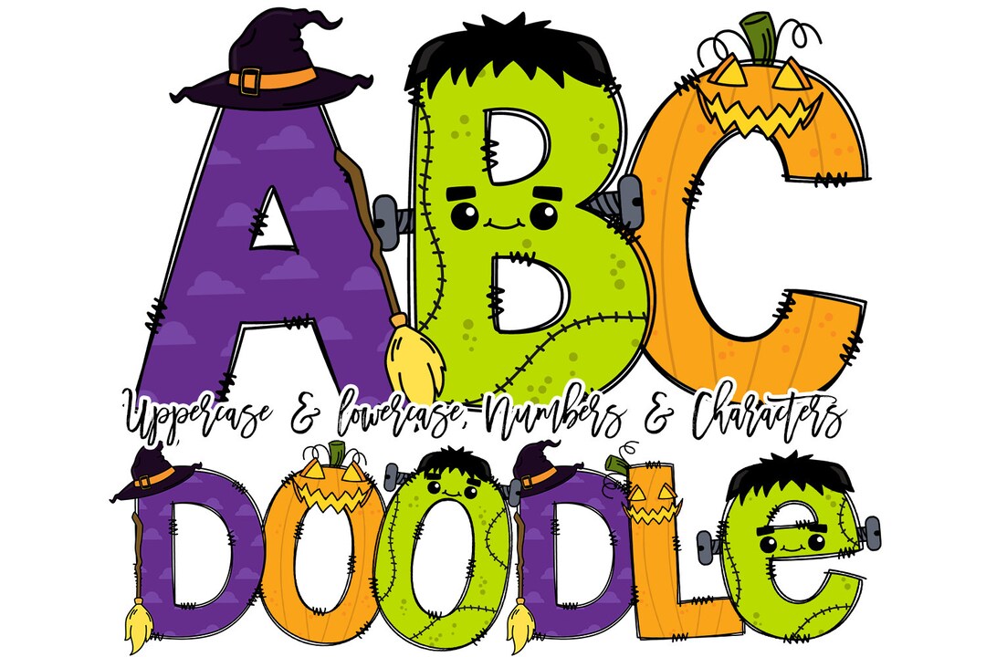 Halloween Doodle Letters With Bonus Matching 20oz Tumbler Wraps ...