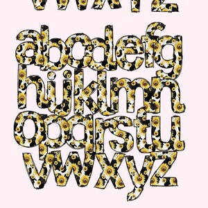Sunflower Cow Mega Doodle Letter Bundle, Alphabet Set, Clip Art Letters ...