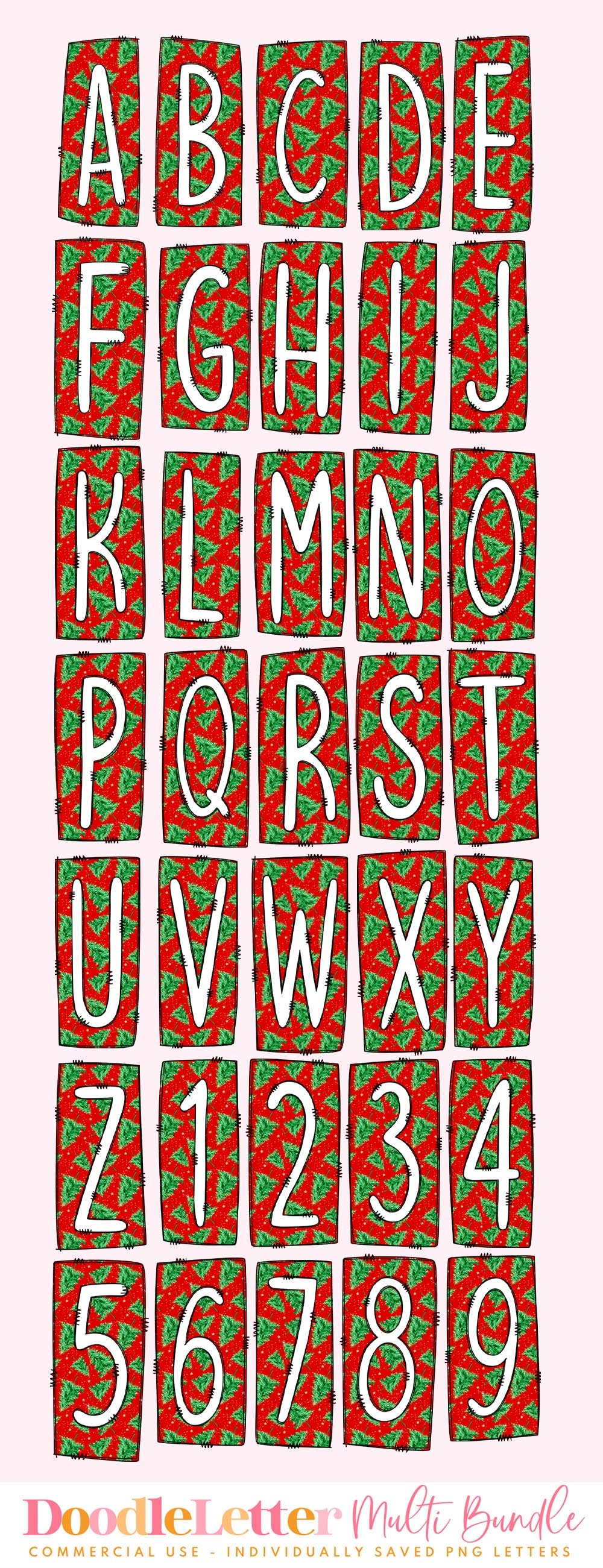 Chrismtas Tree Mini Mega Doodle Letter Bundle, Alphabet Set, Clip Art ...