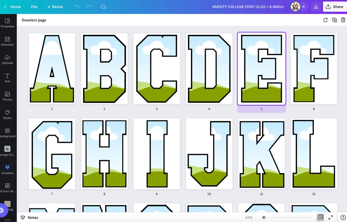 Fill Your Own VARSITY Letters on CANVA With Commercial Use - Etsy