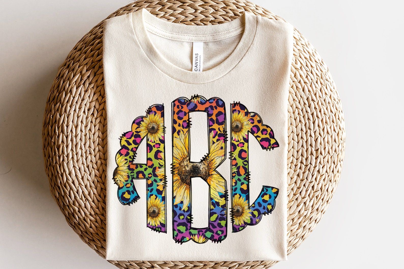 Neon Sunflowers Monogram PNG File Sublimation Monogram - Etsy