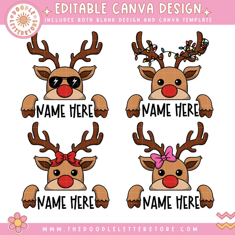 Reindeer Name Tag - Etsy