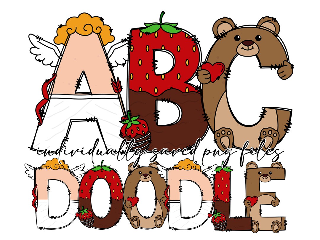 Valentine's Day Alphabet PNG, Valentines Letters, Valentines Doodle ...