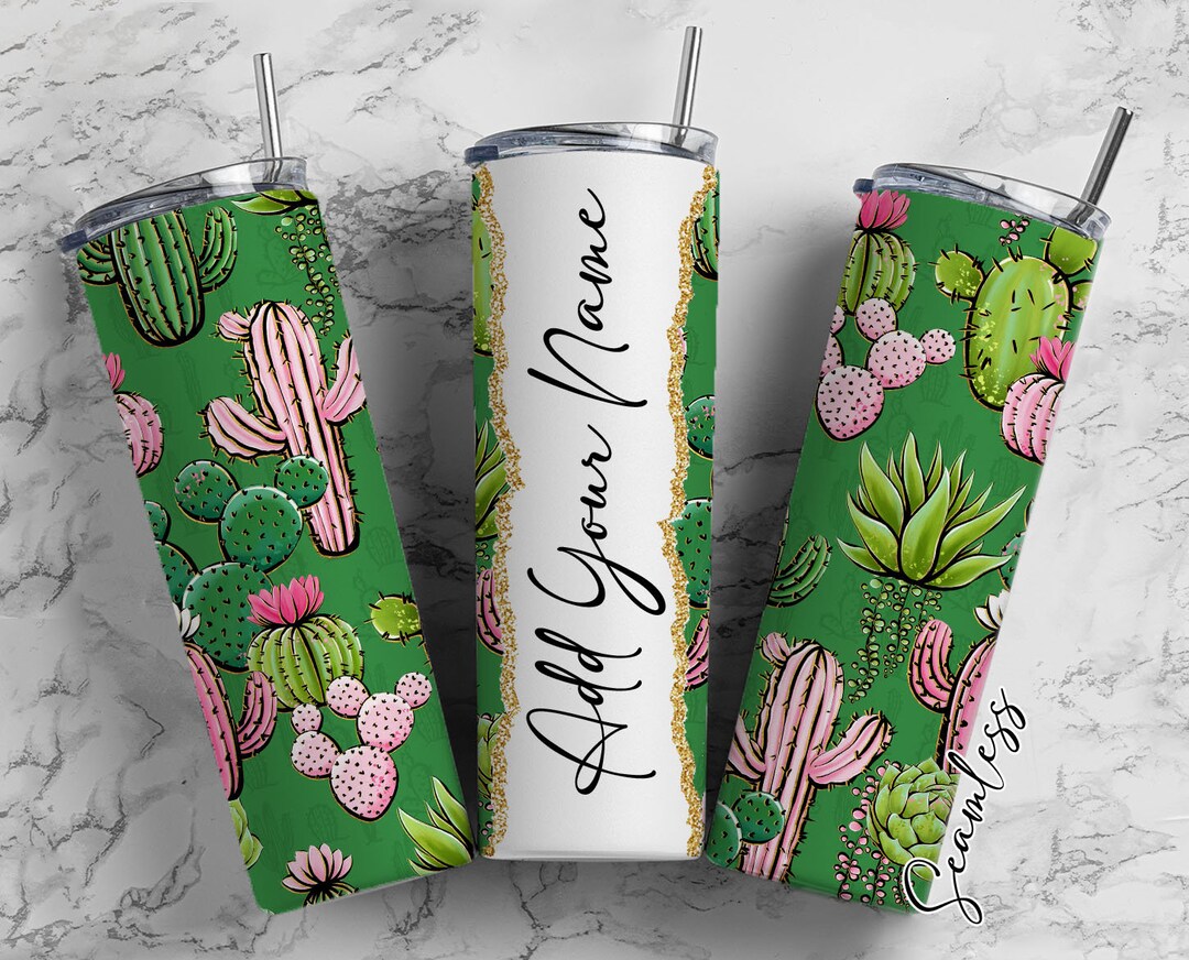 Cactus Seamless Add Your Own Name, 20oz Sublimation Tumbler Designs ...