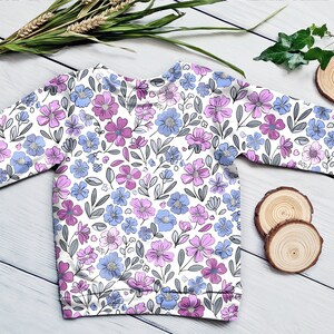 Purple & Teal Spring Wildflowers, Floral Repeating Pattern Digital ...