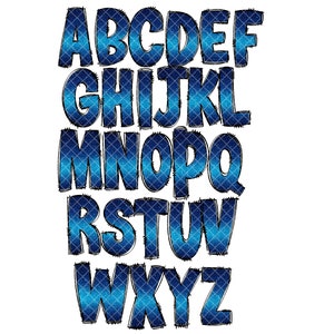 Ombre Navy Blue Glitter Alphabet Letters PNG Bundle, Alcohol Ink, Hand ...