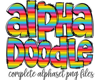Green Ink Doodle Letters, Hand Drawn Doodle Alpha Bundle Patterned ...