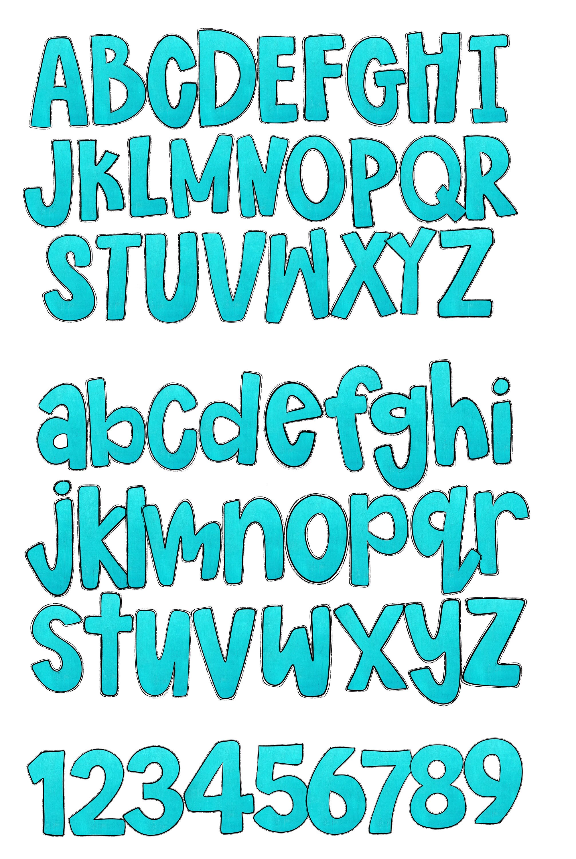 Turquoise Obsessed Doodle Alphabet Letters Sublimation Clipart Western ...