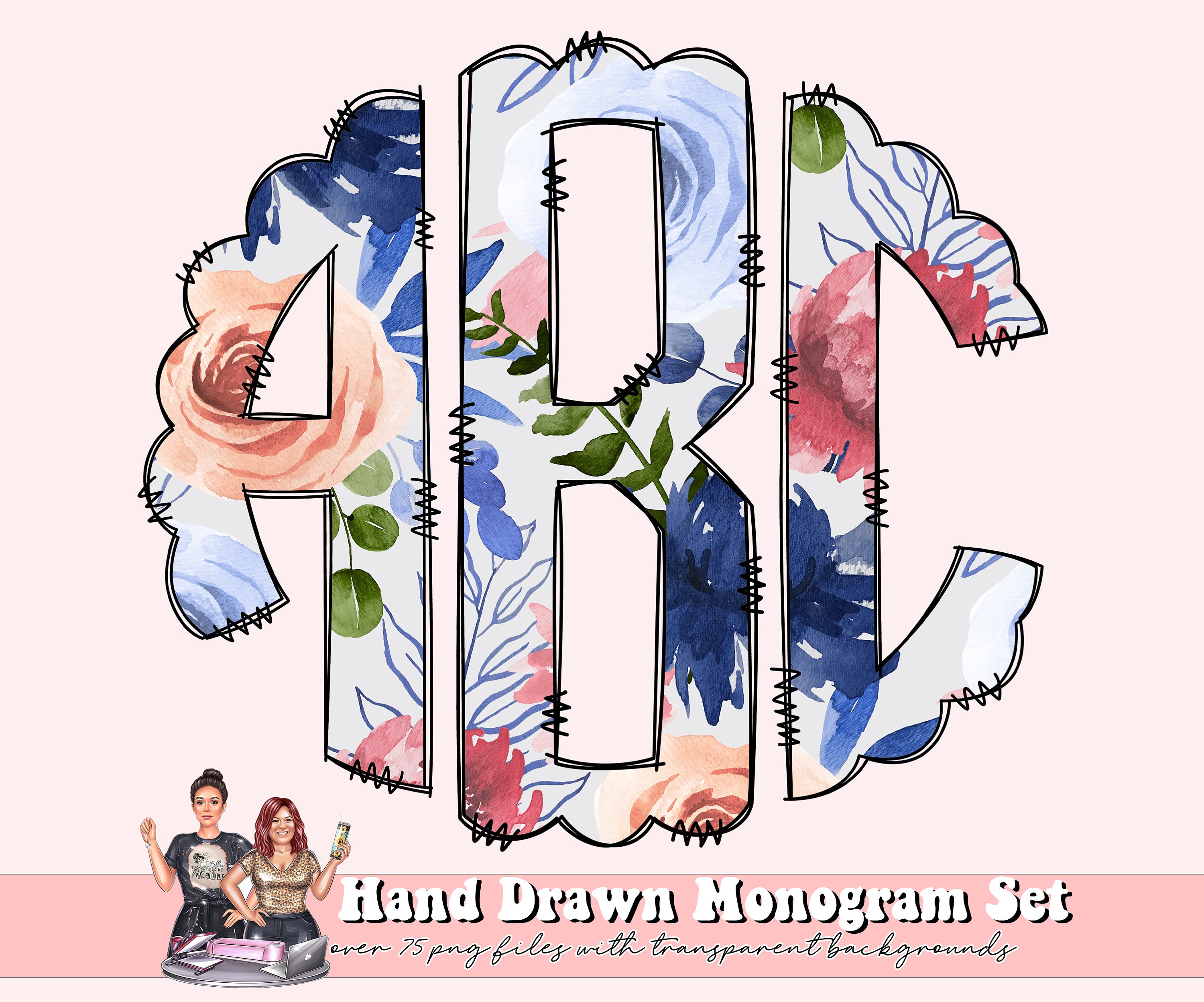 Floral Flower Monogram Full Alphabet Individual Saved Monogram Letters ...