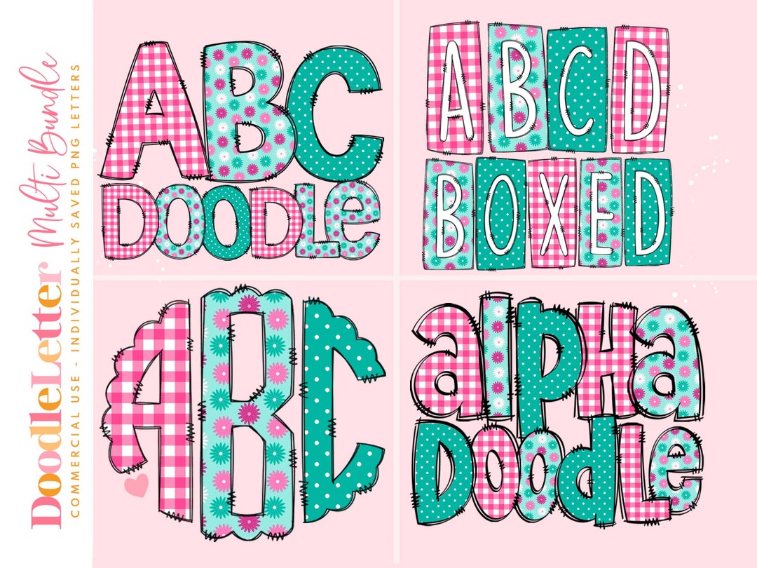 Spring Flowers Mega Doodle Letter Bundle, Bright Colorful Floral ...