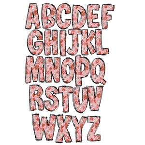 Pink Doodle Letters, Hand Drawn Doodle Alpha Bundle Patterned Numbers ...