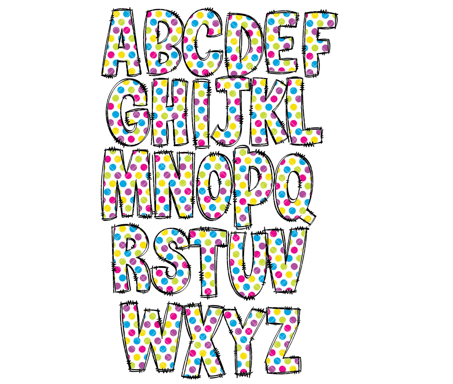 Bright Rainbow Alphabet Letters PNG Bundle Unicorn Doodle - Etsy