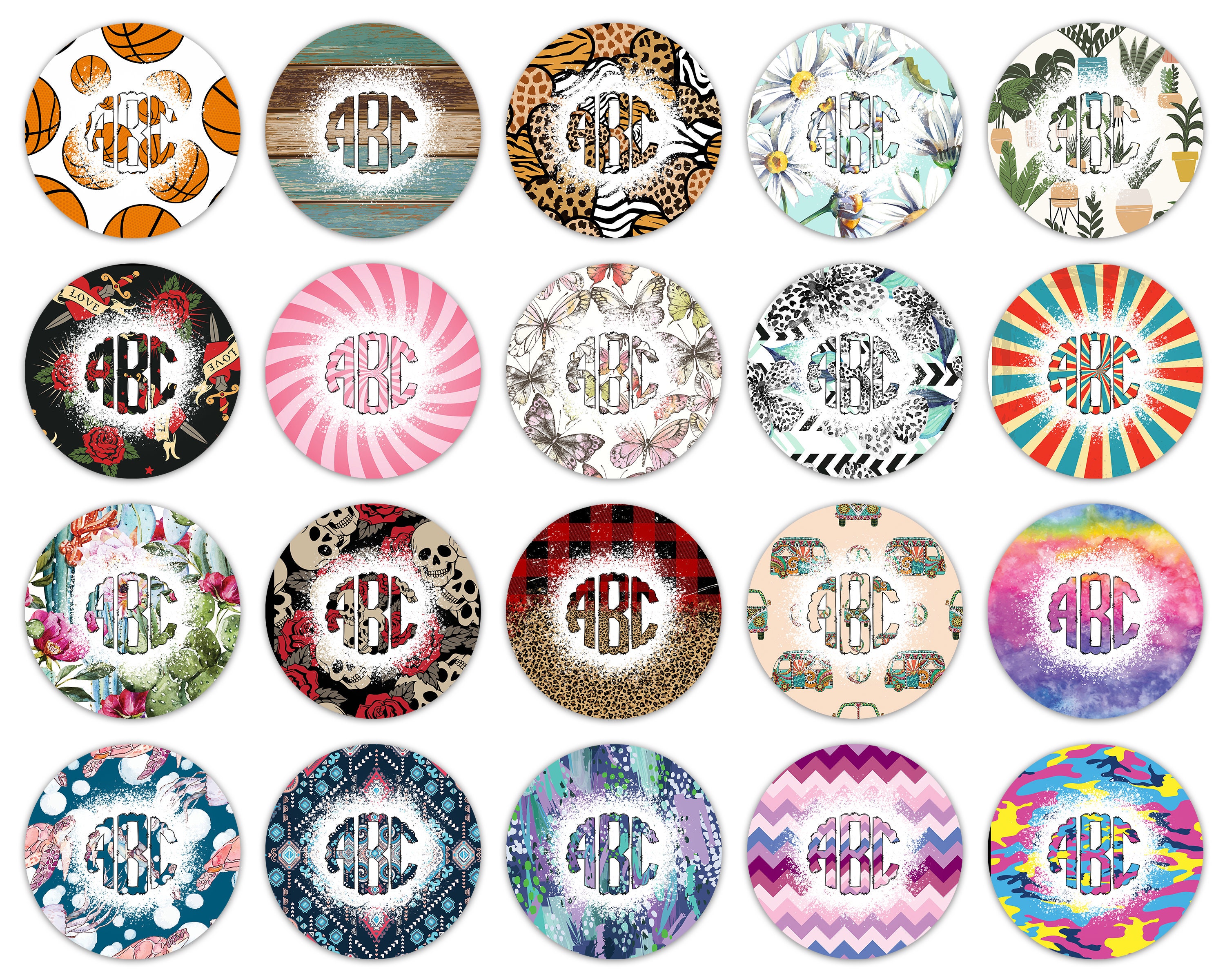 Car Coaster Bundle With Matching Monograms Clip Art Design | Etsy