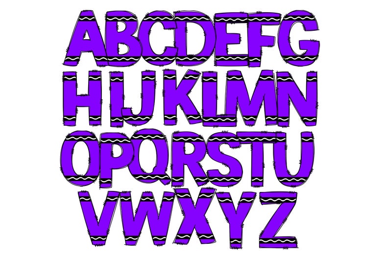 Crayon Doodle Letters, Back to School Font, Teacher Sublimation ...